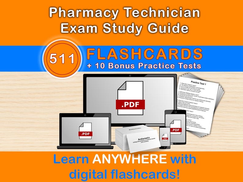 Pharmacy Technician Exam Flashcards + 10 Bonus Practice Tests | 511 ...