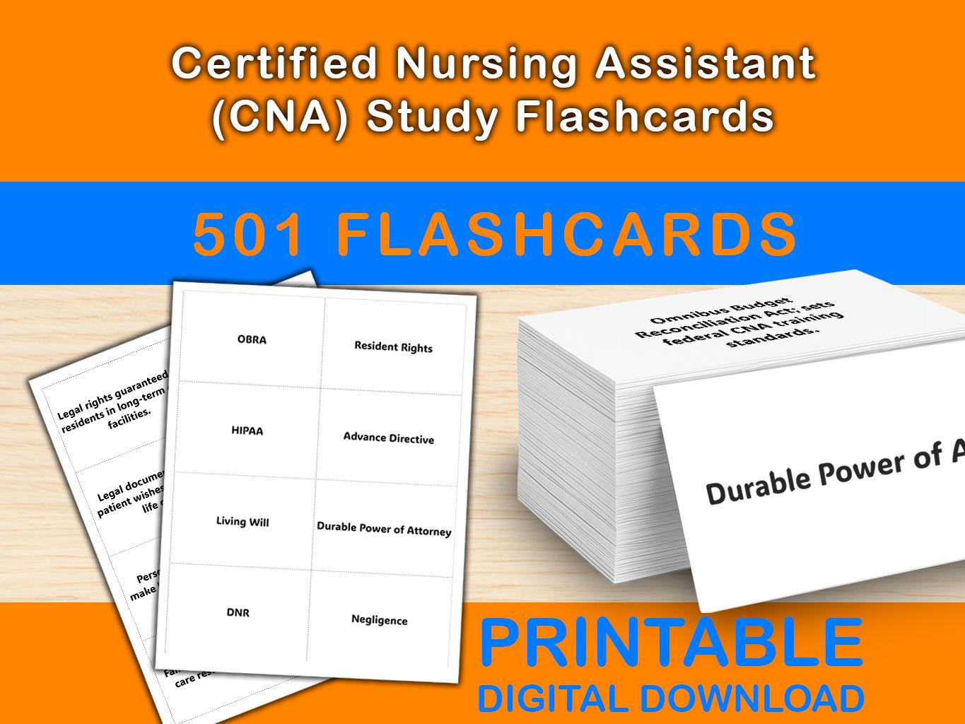 CNA Exam Prep Flashcards: 501 Terms & Definitions (printable PDF ...