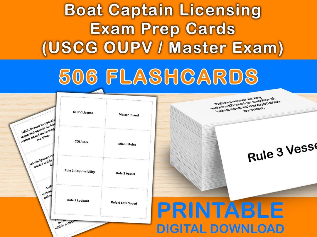 Boat Captain Licensing Exam Prep Cards | 506 Study Cards | USCG OUPV ...