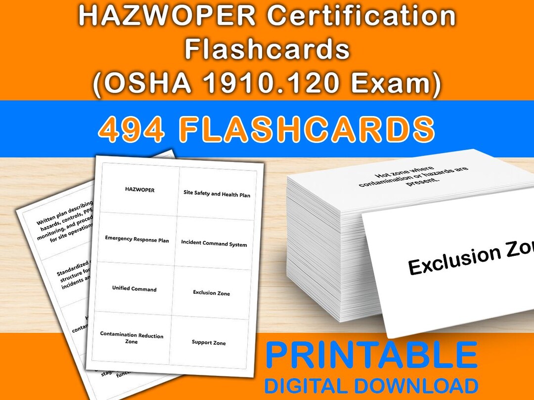 HAZWOPER Certification Flashcards | 494 Study Cards | OSHA 1910.120 ...