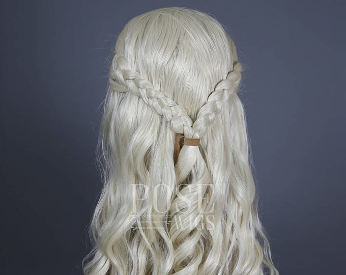 Daenerys Targaryen Wig / Long Curly White Blonde Braids Lace Front ...