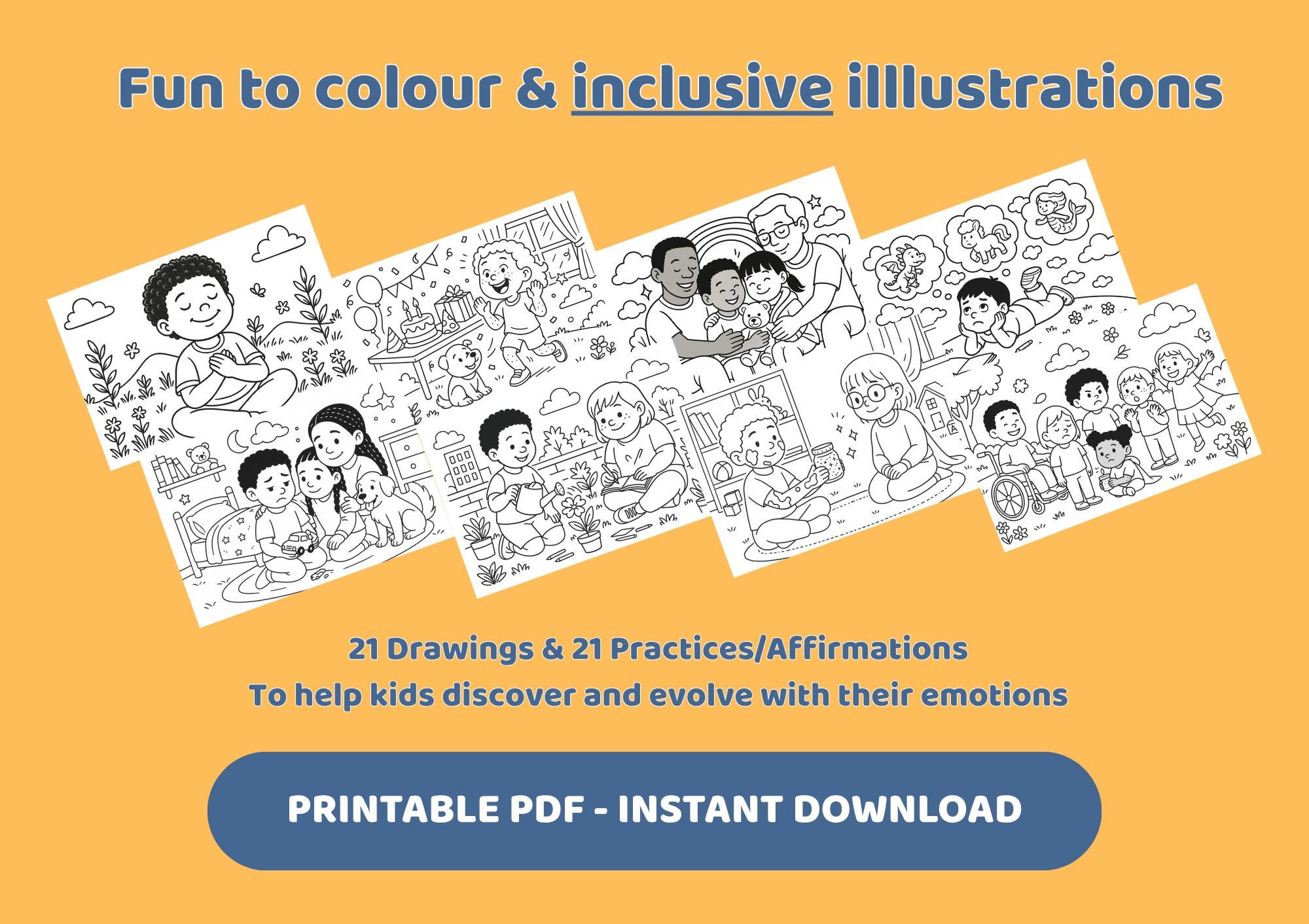 Emotions and Mindfulness - Printable Inclusive Colouring Book for Kids ...