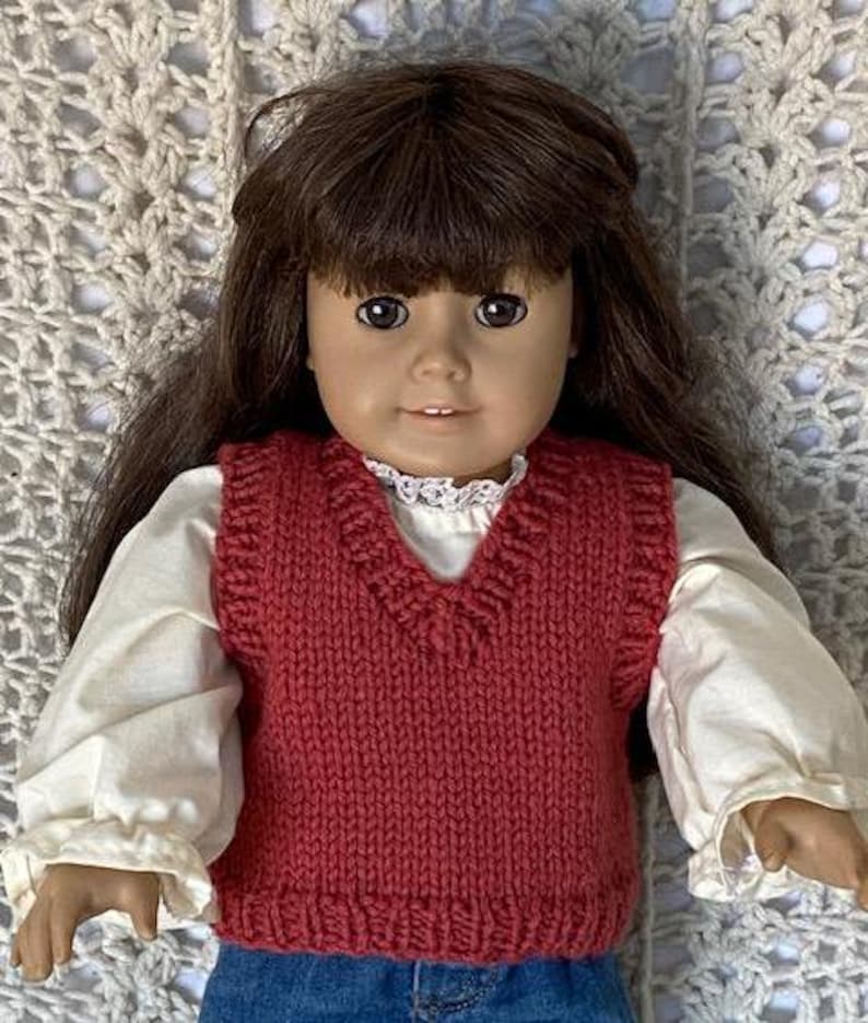 18" Doll Knitting Pattern V-neck Vest PDF Instant Download - Etsy
