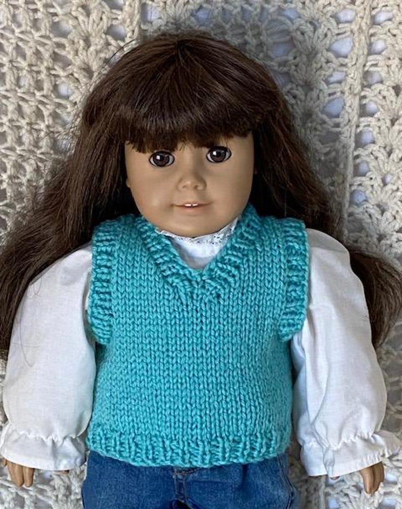 18" Doll Knitting Pattern V-neck Vest PDF Instant Download - Etsy