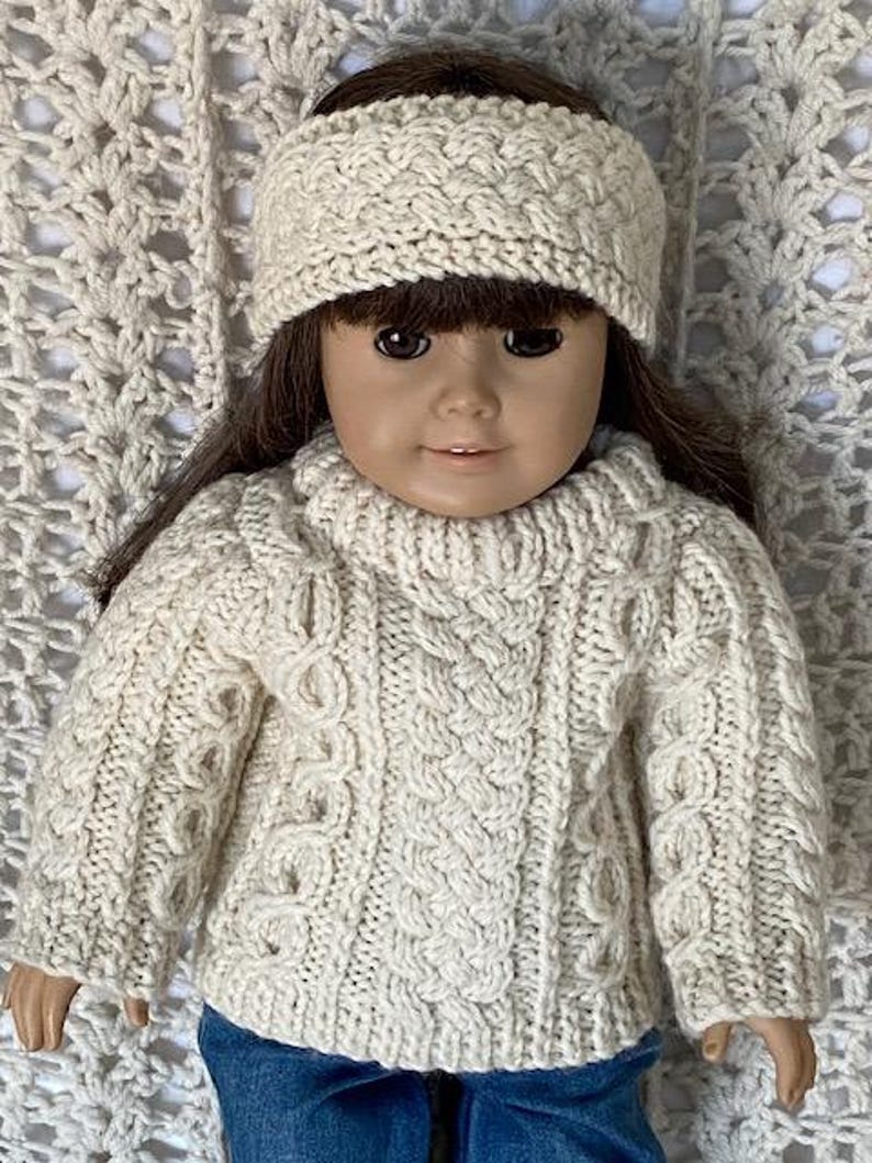 18" Doll Knitting Pattern Irish Fisherknit Sweater Hat PDF - Etsy