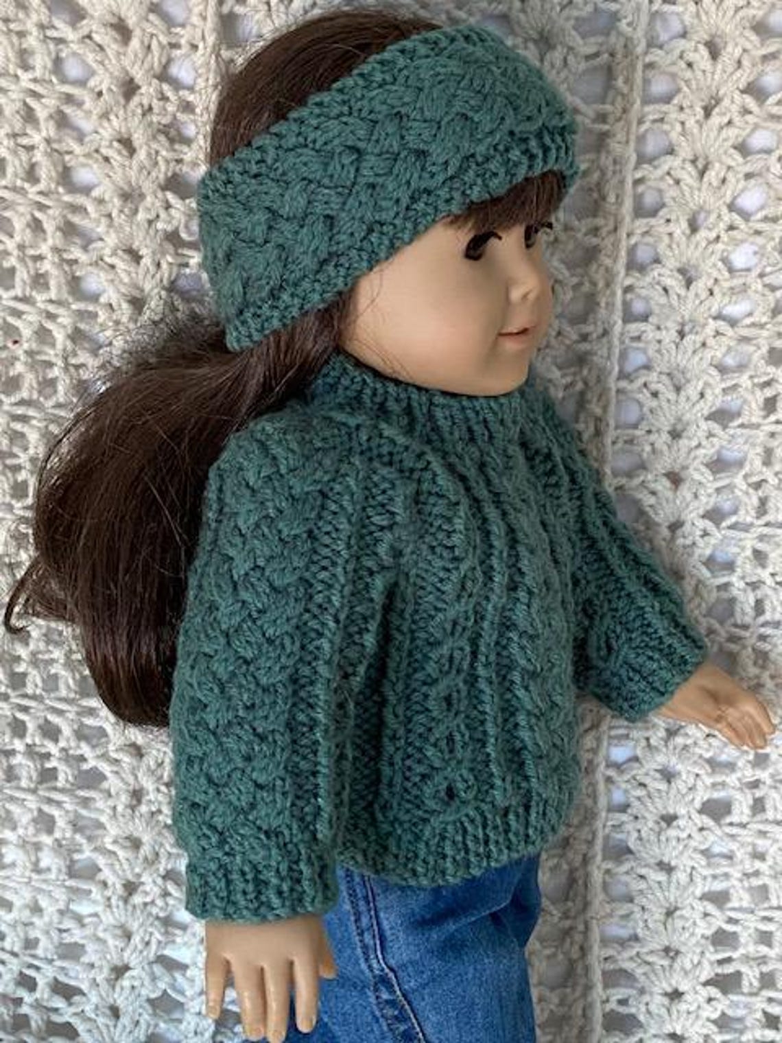18" Doll Knitting Pattern Irish Fisherknit Sweater Hat PDF - Etsy
