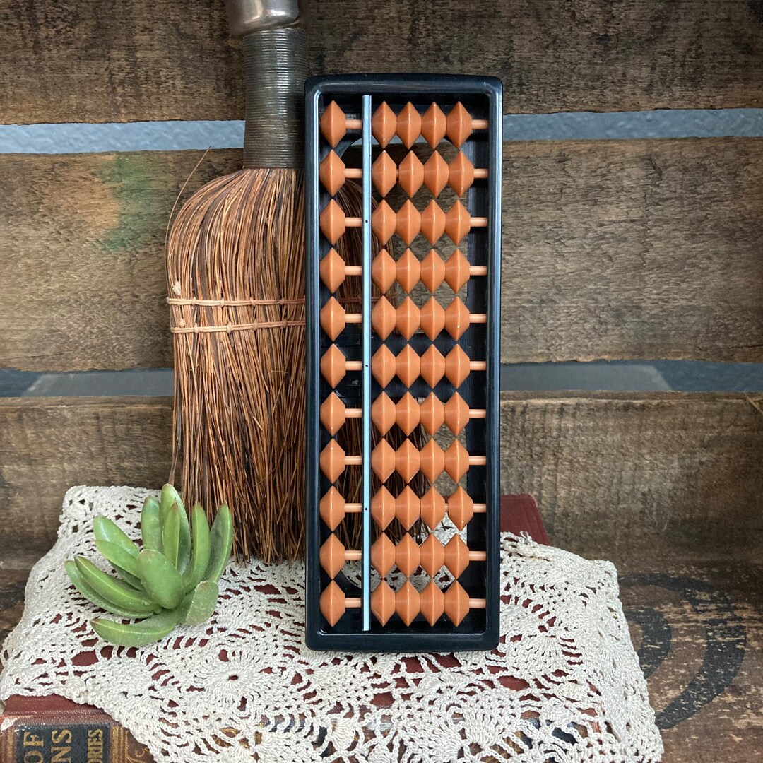 Vintage Abacus Hard Plastic Beads Shelf Decor Math Toy Mid Century ...