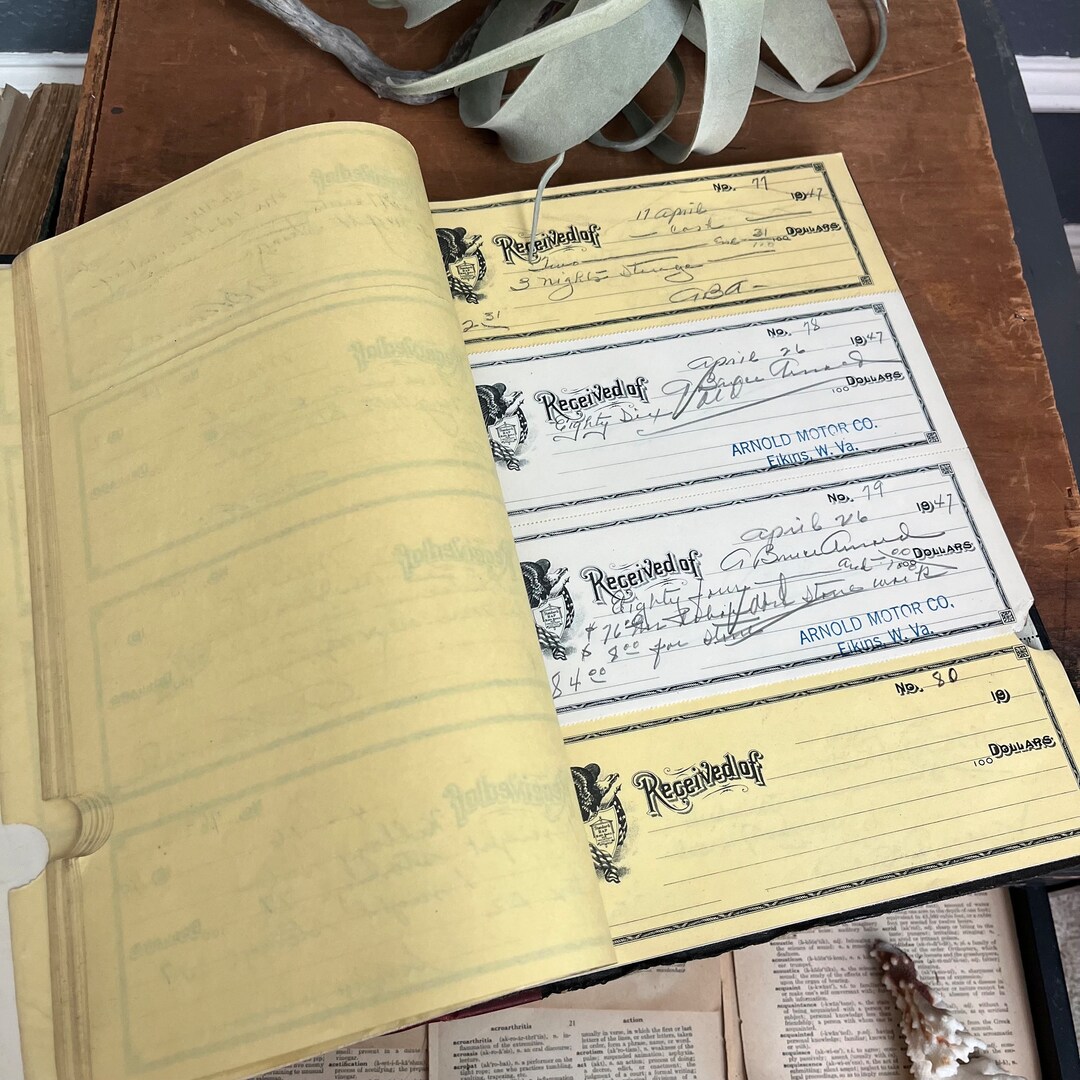 Vintage Money Receipts Checkbook Checks Register Bank Notes - Etsy