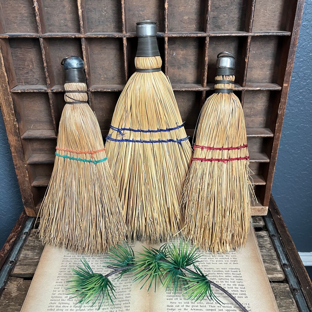 Collection of Three Whisk Brooms Straw Wall Hanging Vintage Display ...