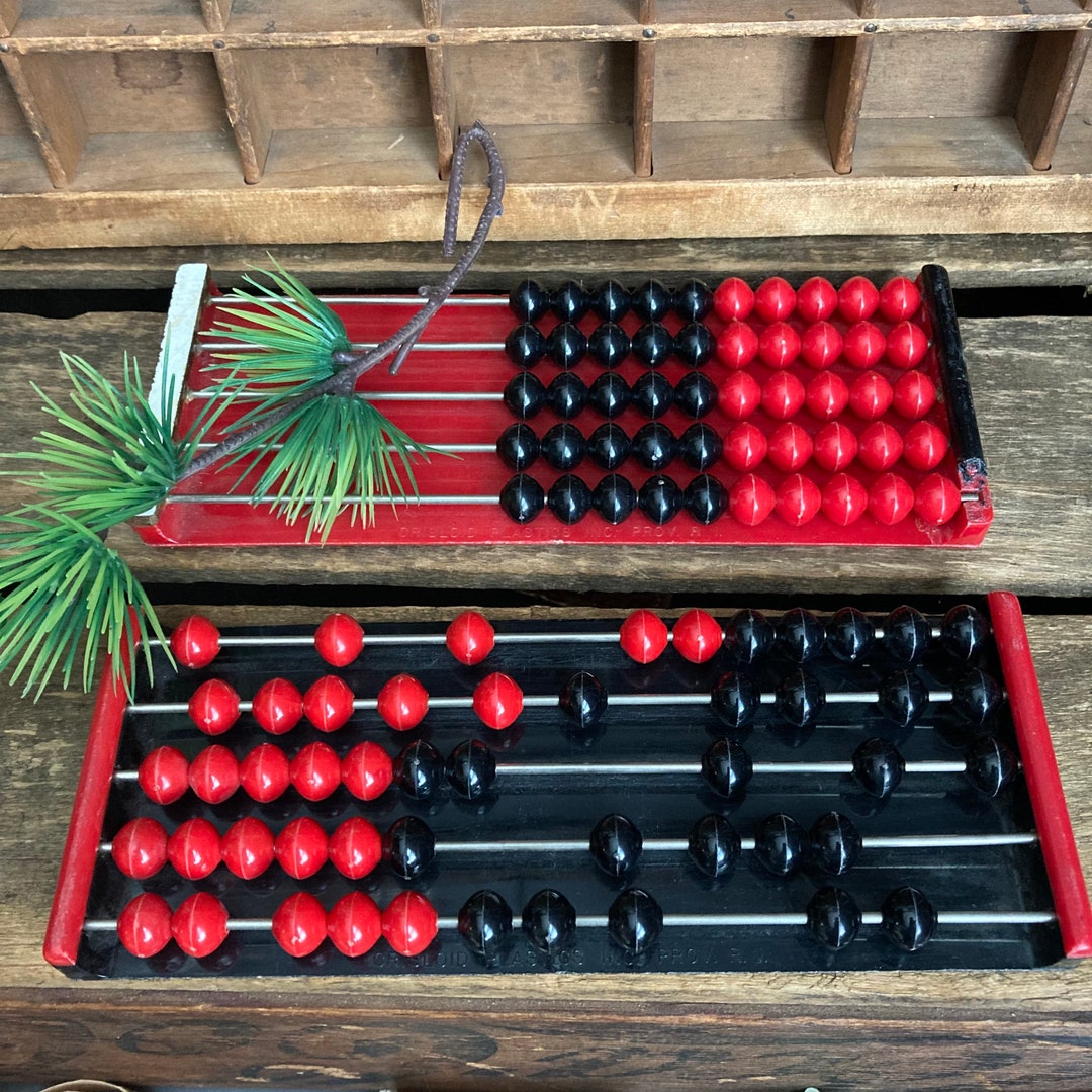 Set 2 Vintage Abacus Crisloid Plastics Hard Plastic Metal Beads Shelf ...