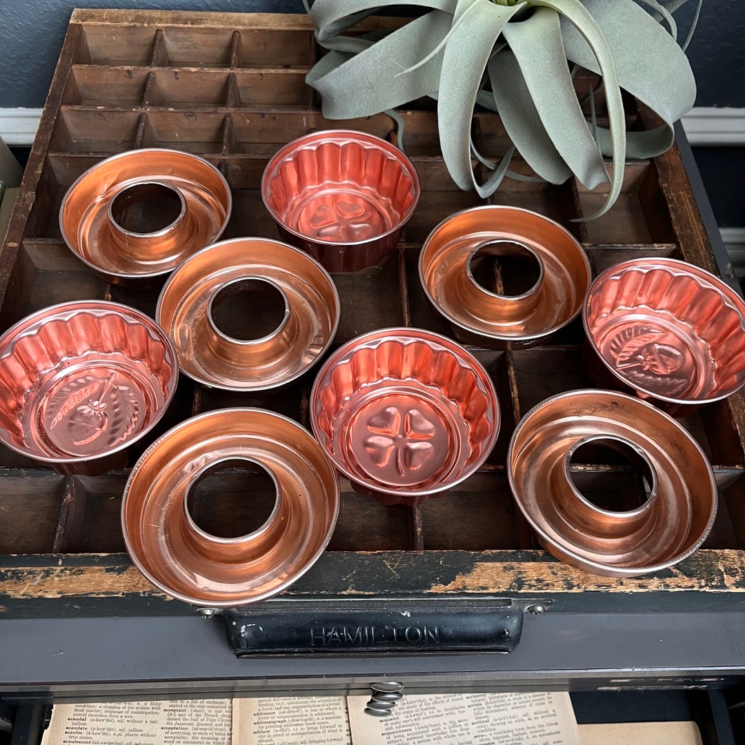 Collection of 9 Vintage Jello Molds Set Aluminum Bowls Kitchen Decor ...