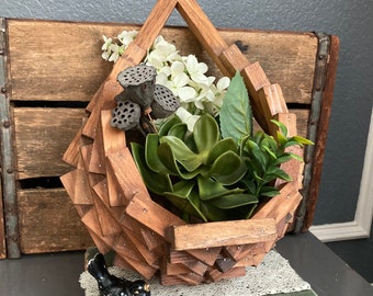 Wood Block Hanging Basket - Etsy