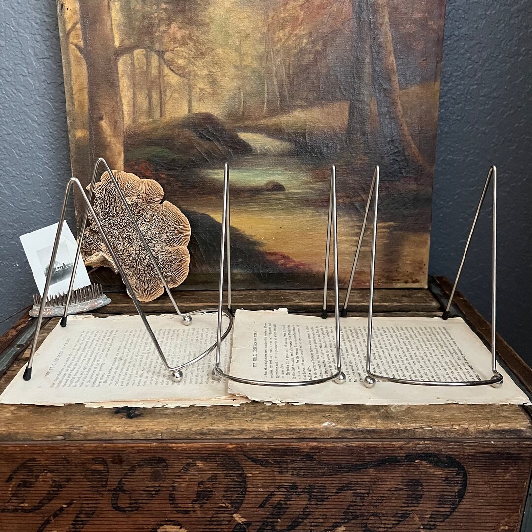 Set 3 Vintage Easel Stand Picture Photo Frame Book Display Metal Holder ...