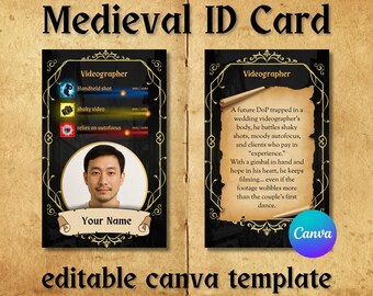 Editable Medieval ID Card Template: Fantasy Character Cosplay (canva ...