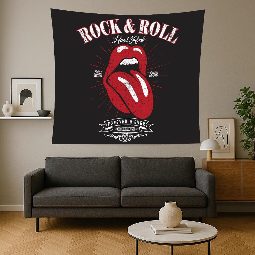 Vintage Rock & Roll Tapestry – Retro Hard Rock Wall Hanging, Music ...
