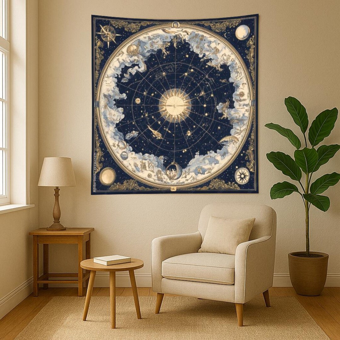Zodiac Constellation Tapestry: Vintage Astrology Wall Decor - Etsy