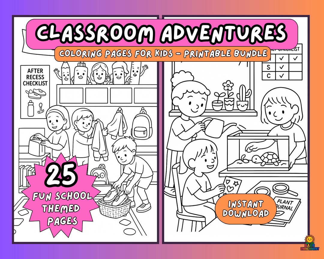 Classroom Adventures Coloring Pages - 25 Printable School-themed Pages ...