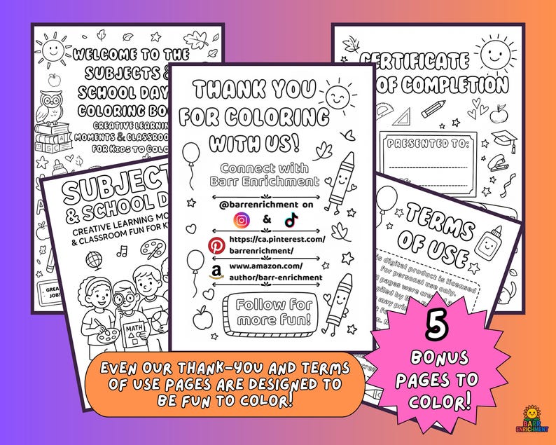 School Days Coloring Pages: 25 Printable Classroom Scenes (PDF Download ...