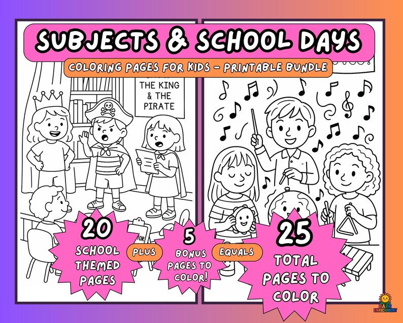 School Days Coloring Pages: 25 Printable Classroom Scenes (PDF Download ...