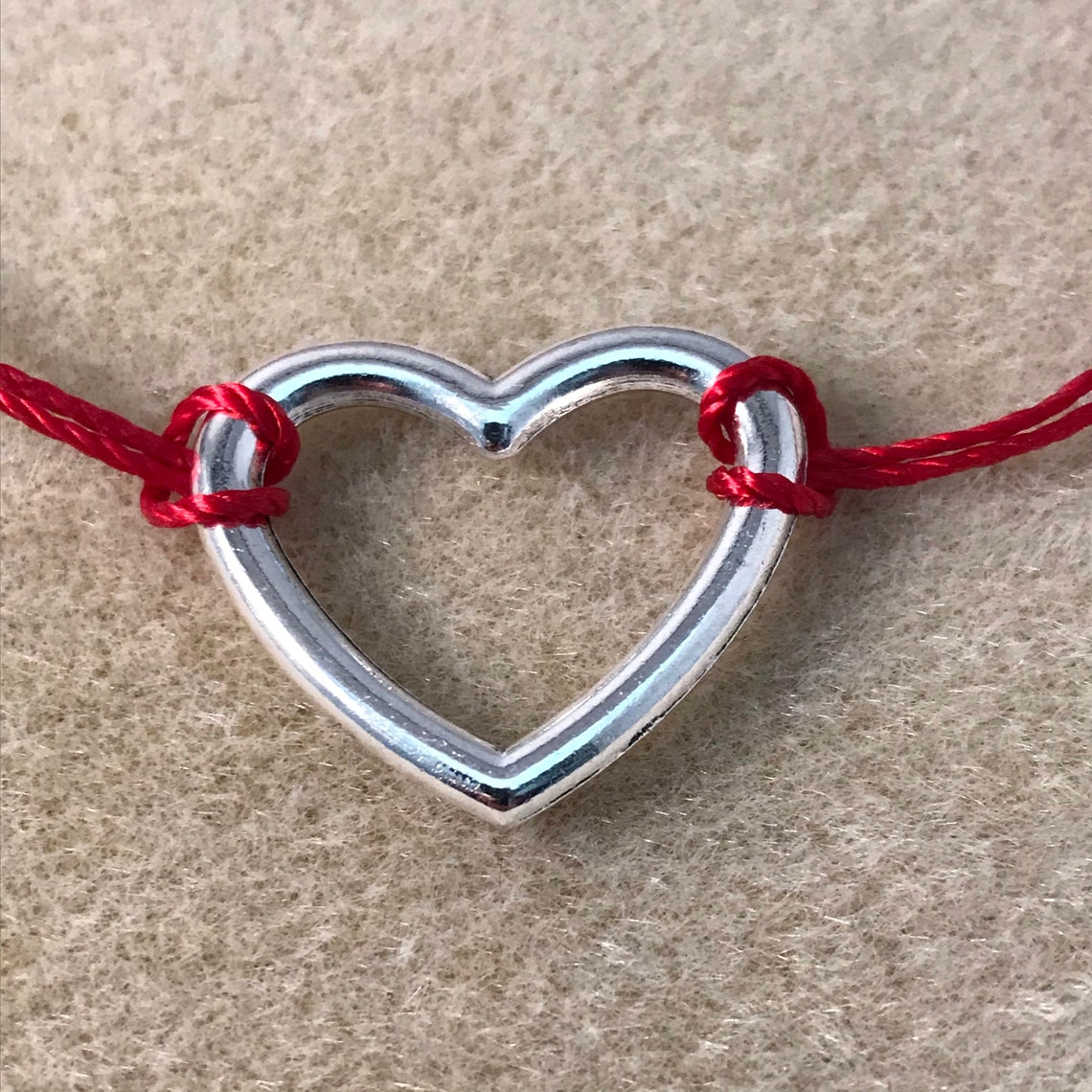 Red Heart Bracelet Open Heart Red String Bracelet Adjustable - Etsy