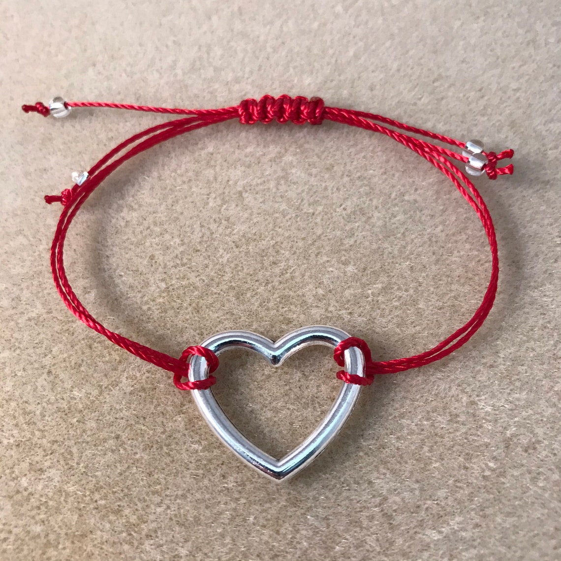 Red Heart Bracelet Open Heart Red String Bracelet Adjustable - Etsy