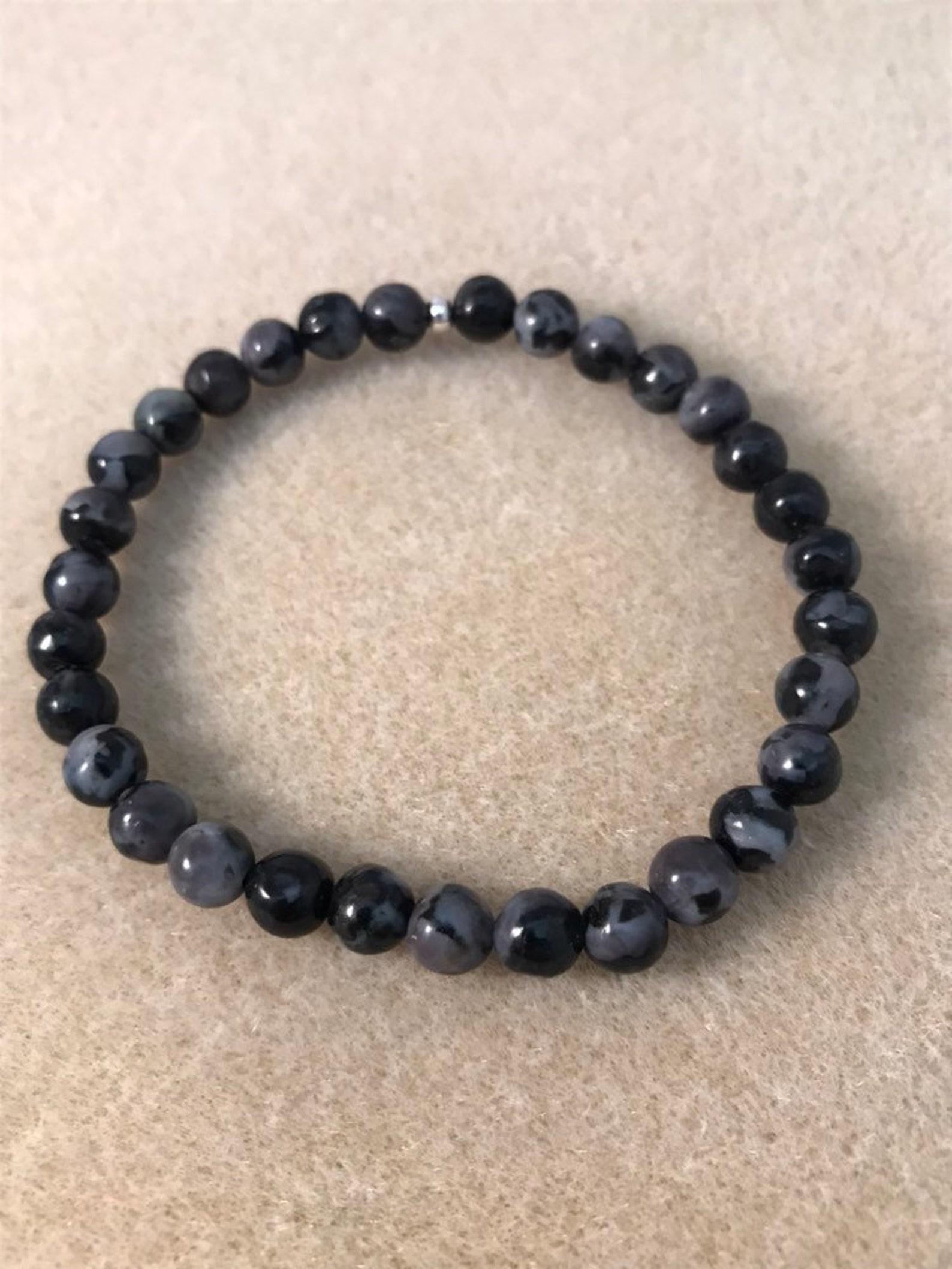 Mystic Merlinite Bracelet Indigo Gabbro 6mm Beaded Stretch - Etsy España