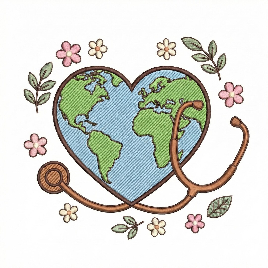 Earth Day Embroidery Design, Love the Earth Embroidery, Heart Earth ...