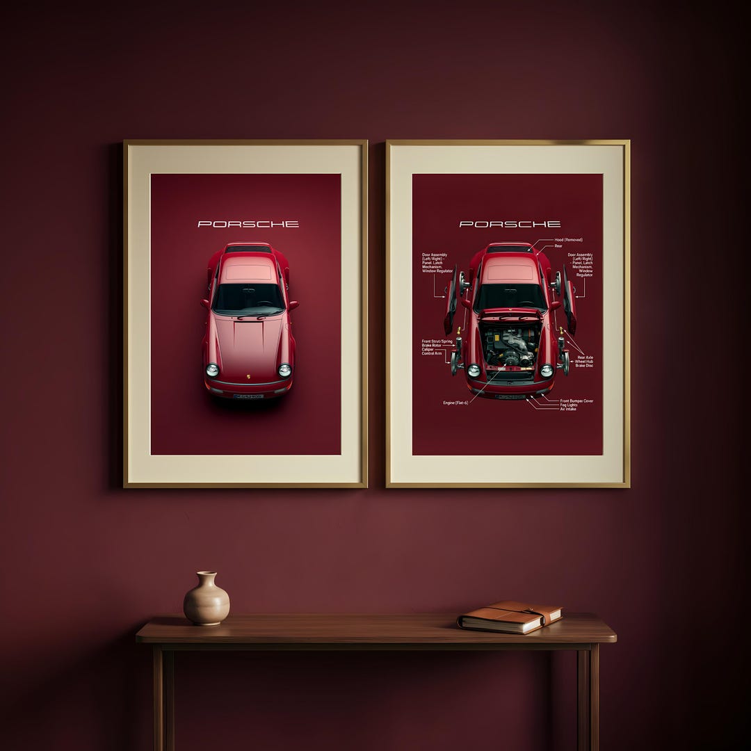 Porsche 911 Blueprint Poster Set – Exploded View Car Art (digital ...