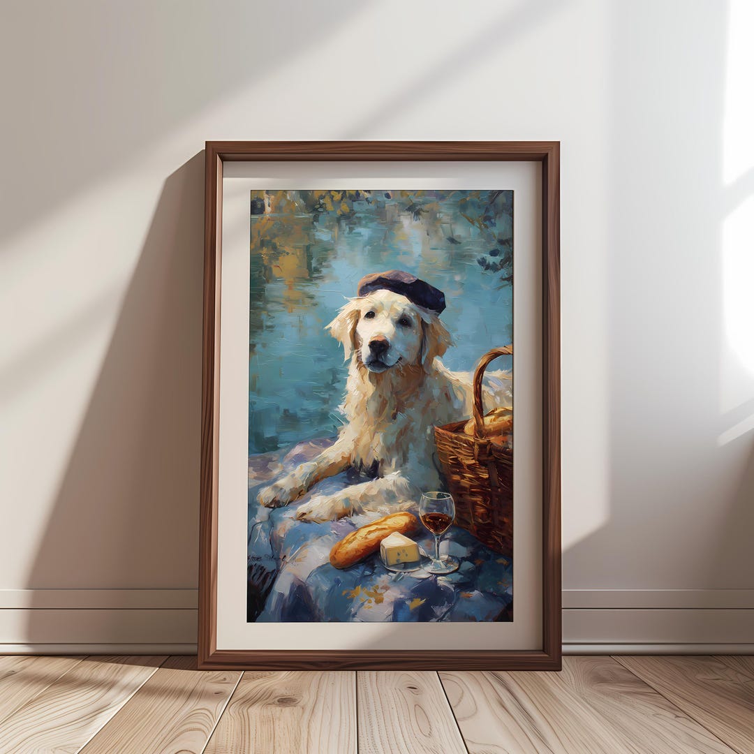 Monet Style Golden Retriever Print, Cottagecore Dog Art - Etsy