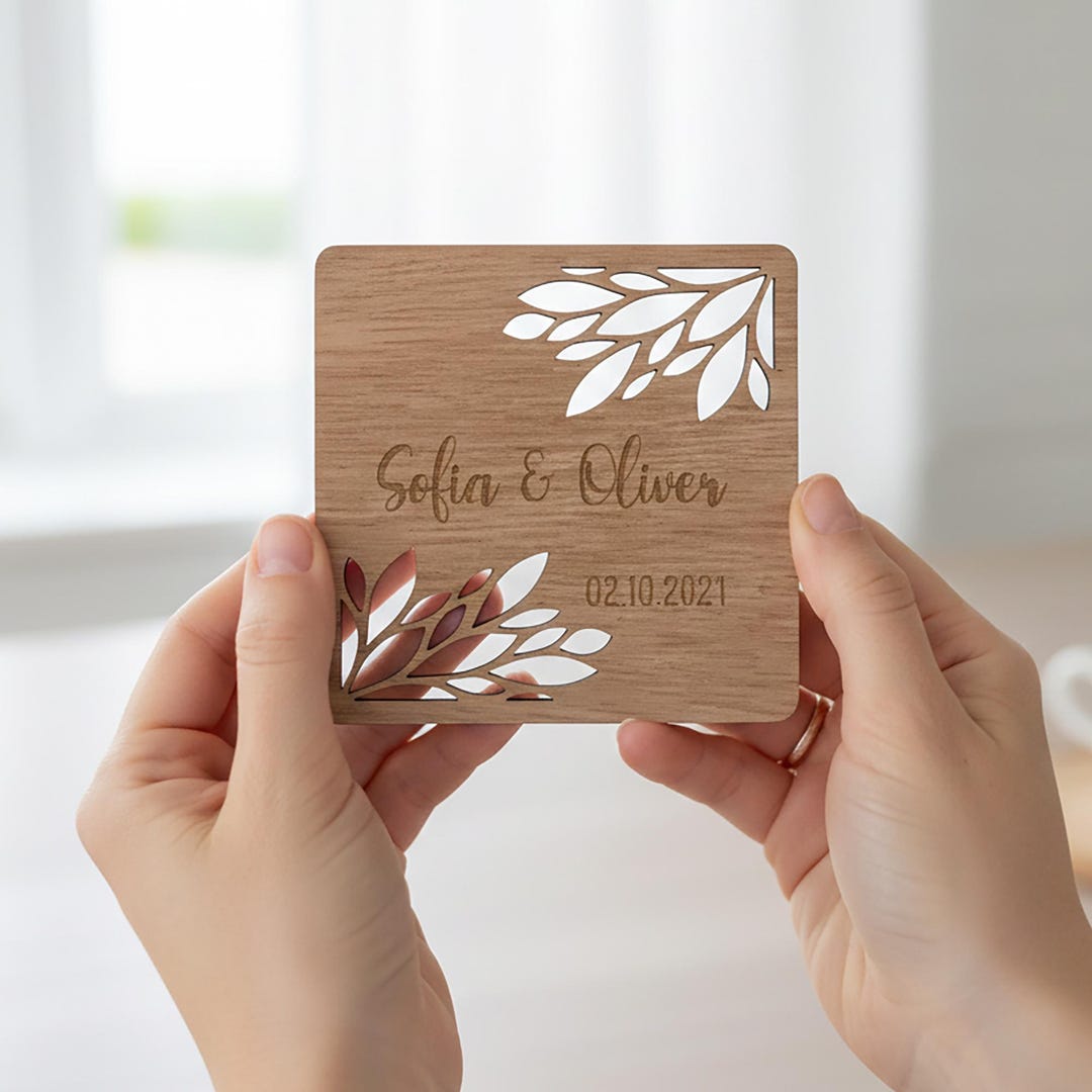 Personalized Wooden Laser Cut Coaster, Custom Engraved Name Coaster ...