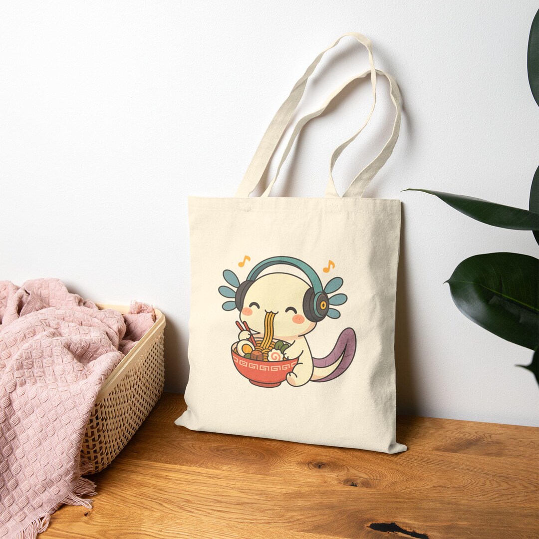 Cute Axolotl Tote Bag - Reusable Shopping Bag, Gift for Animal Lovers ...