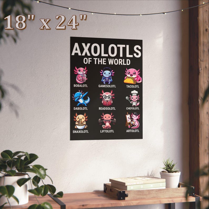 Axolotls of the World - Matte Vertical Posters, Cute Wall Art, Axolotl ...
