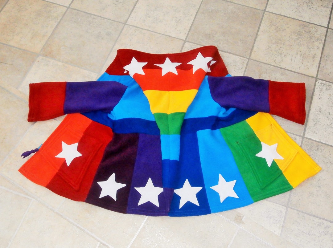 Kids Rainbow 'wizard'jacket, Stripey Fleece Hoodie With Stars. Pixie ...