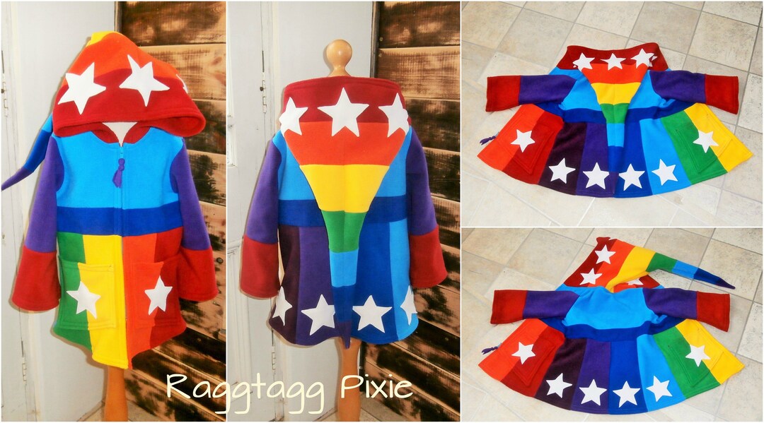 Kids Rainbow 'wizard'jacket Stripey Fleece Hoodie - Etsy