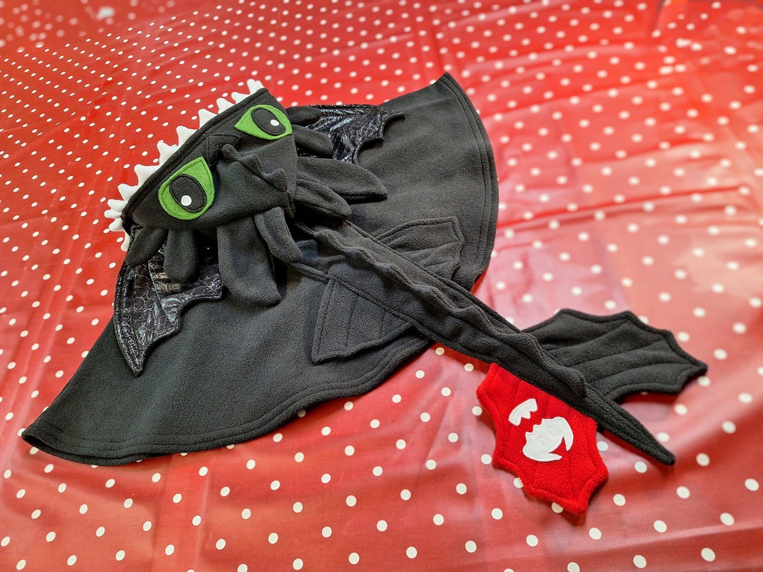 Toothless Inspired Fleece Poncho – Night Fury Costume, Hooded Cape - Etsy