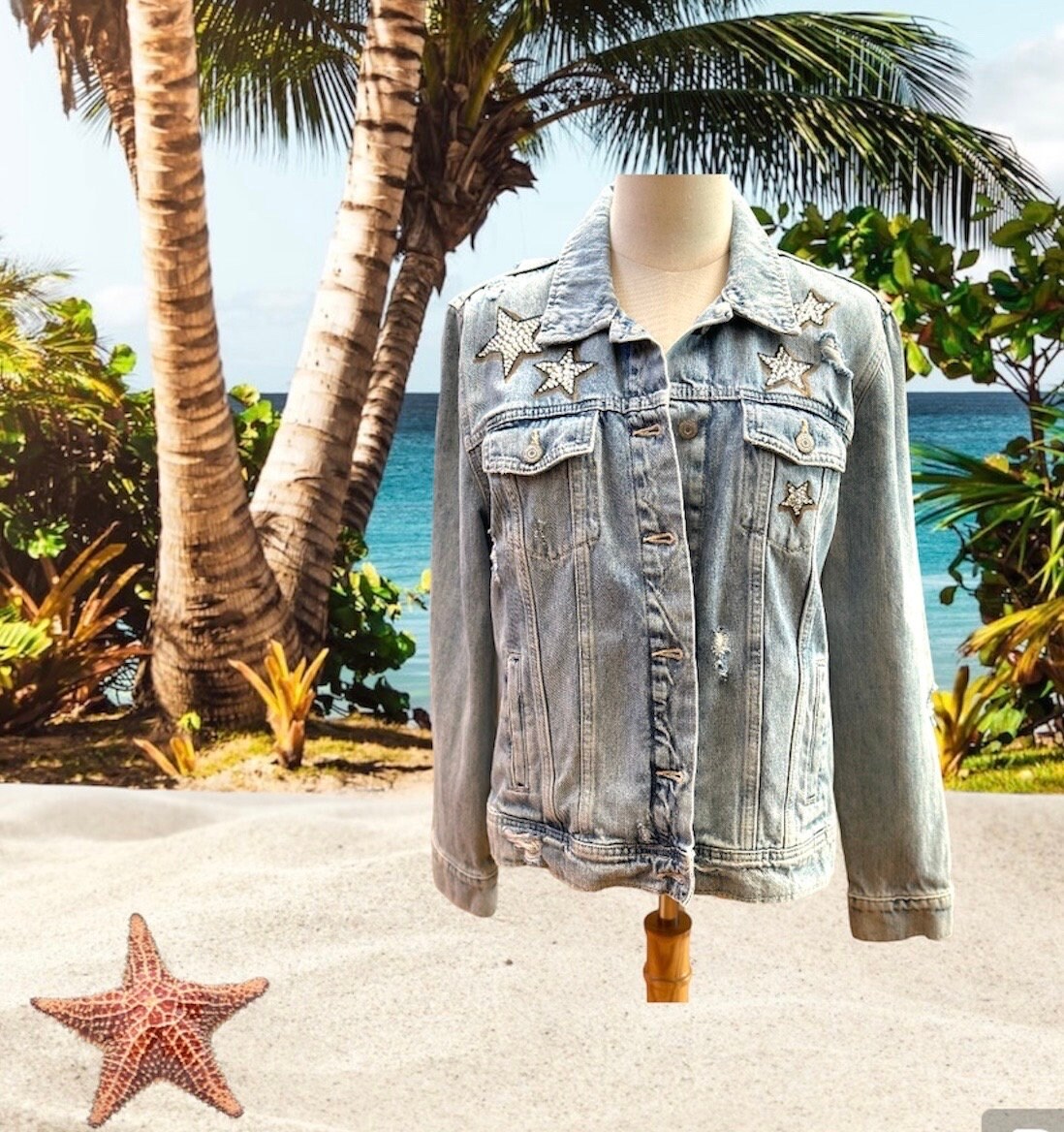 Vintage Design Handpainted Mermaid Siren One of a Kind Denim Jean ...