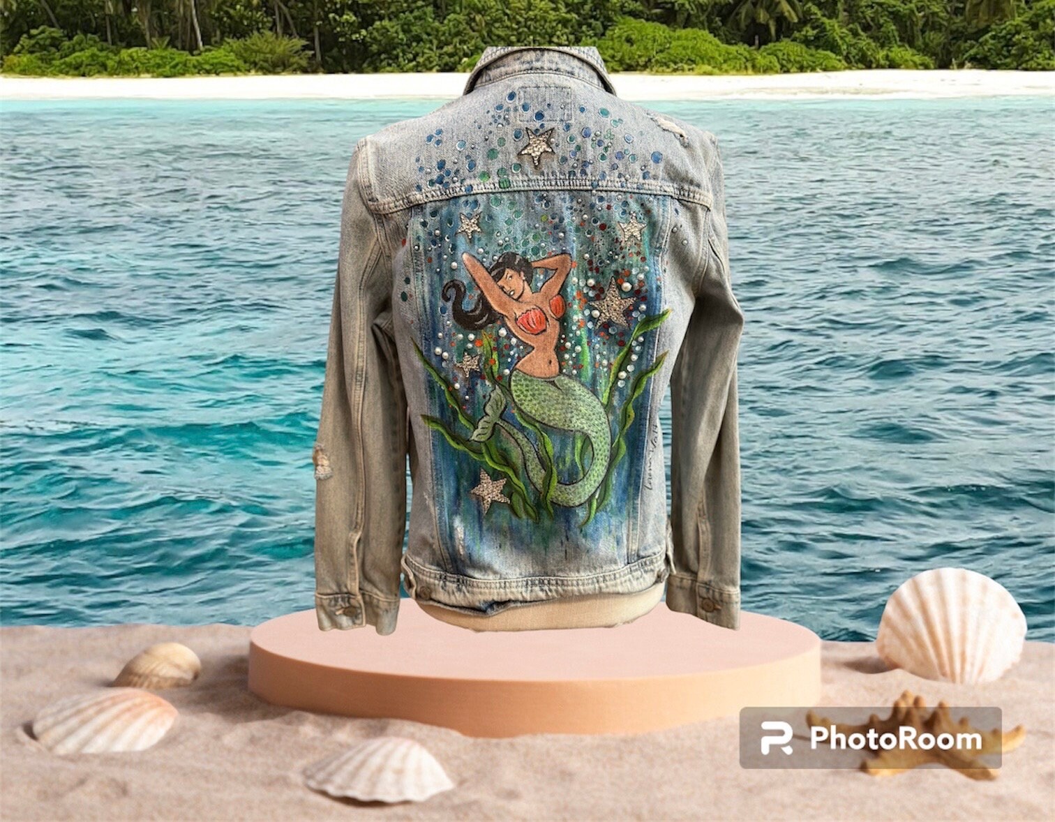 Vintage Design Handpainted Mermaid Siren One of a Kind Denim Jean ...