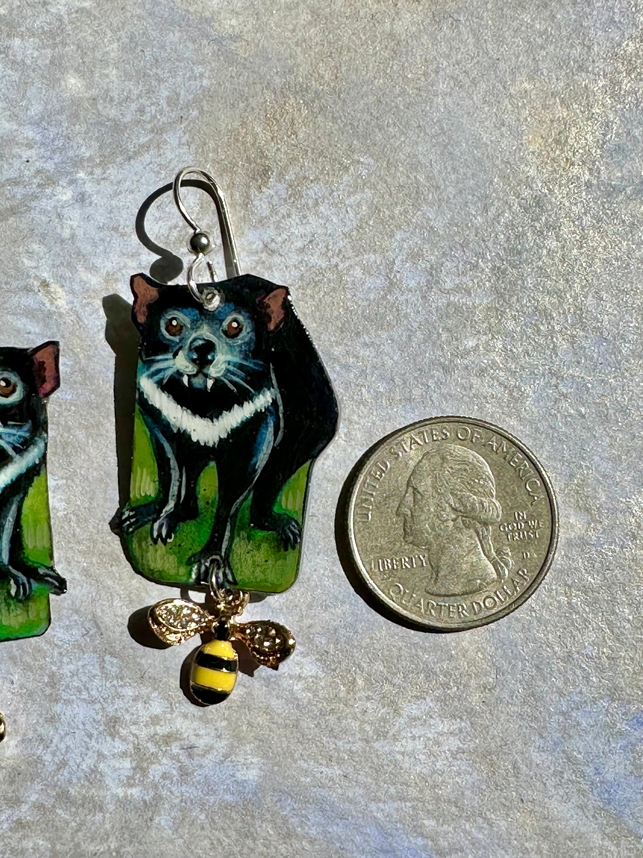 Tasmanian Devil Tazzi Original Handpainted Earrings Sterling Wires ...