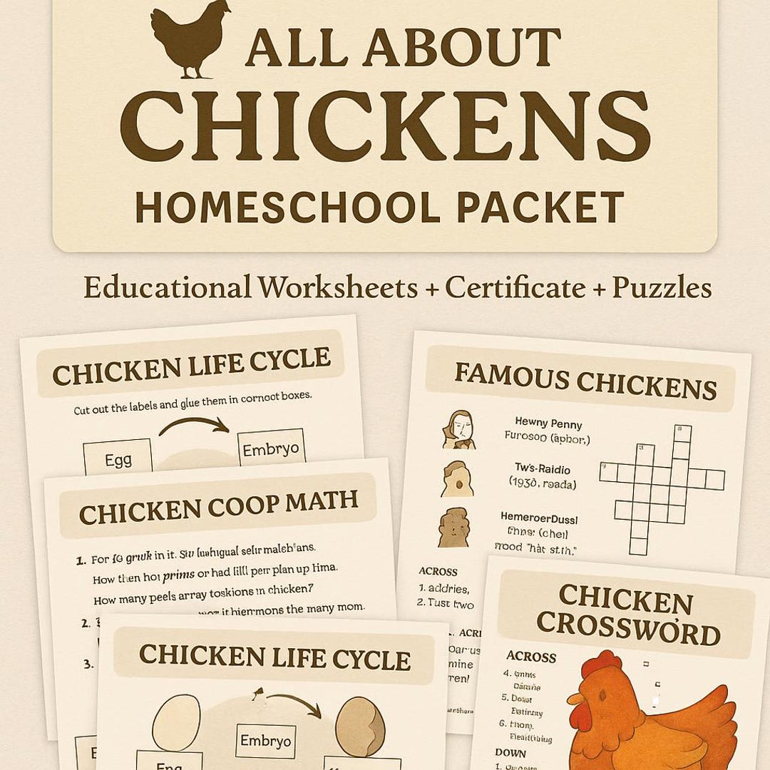 All About Chickens Homeschool Packet | Educational Worksheets ...