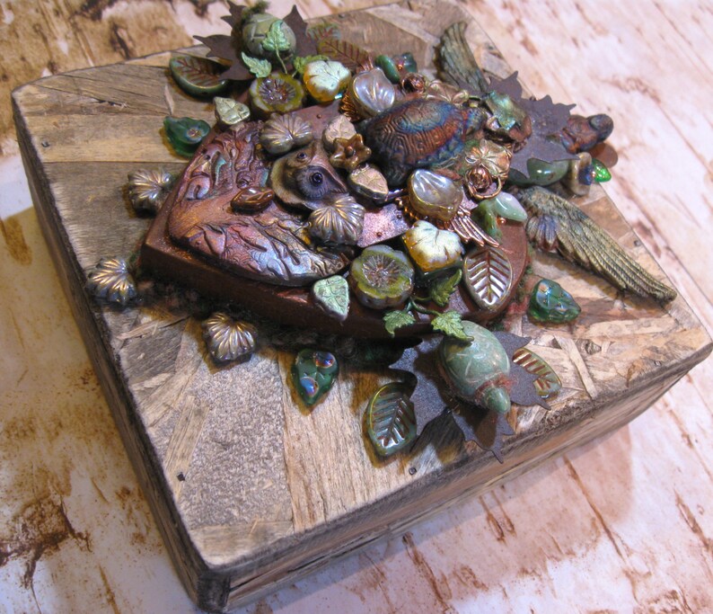 Heart Owl Turtle Buddha Totem Shield - Mixed Media Assemblage - Etsy