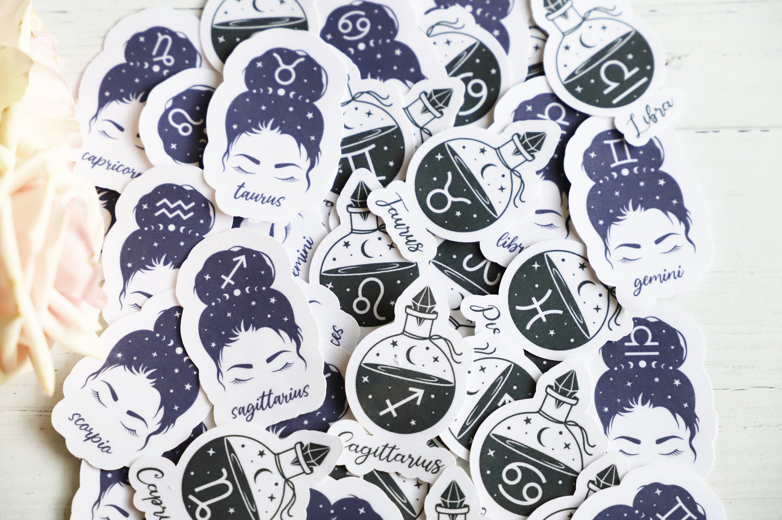 Zodiac Girl Sticker Set choose Your Sign 2 Pack Stickers - Etsy