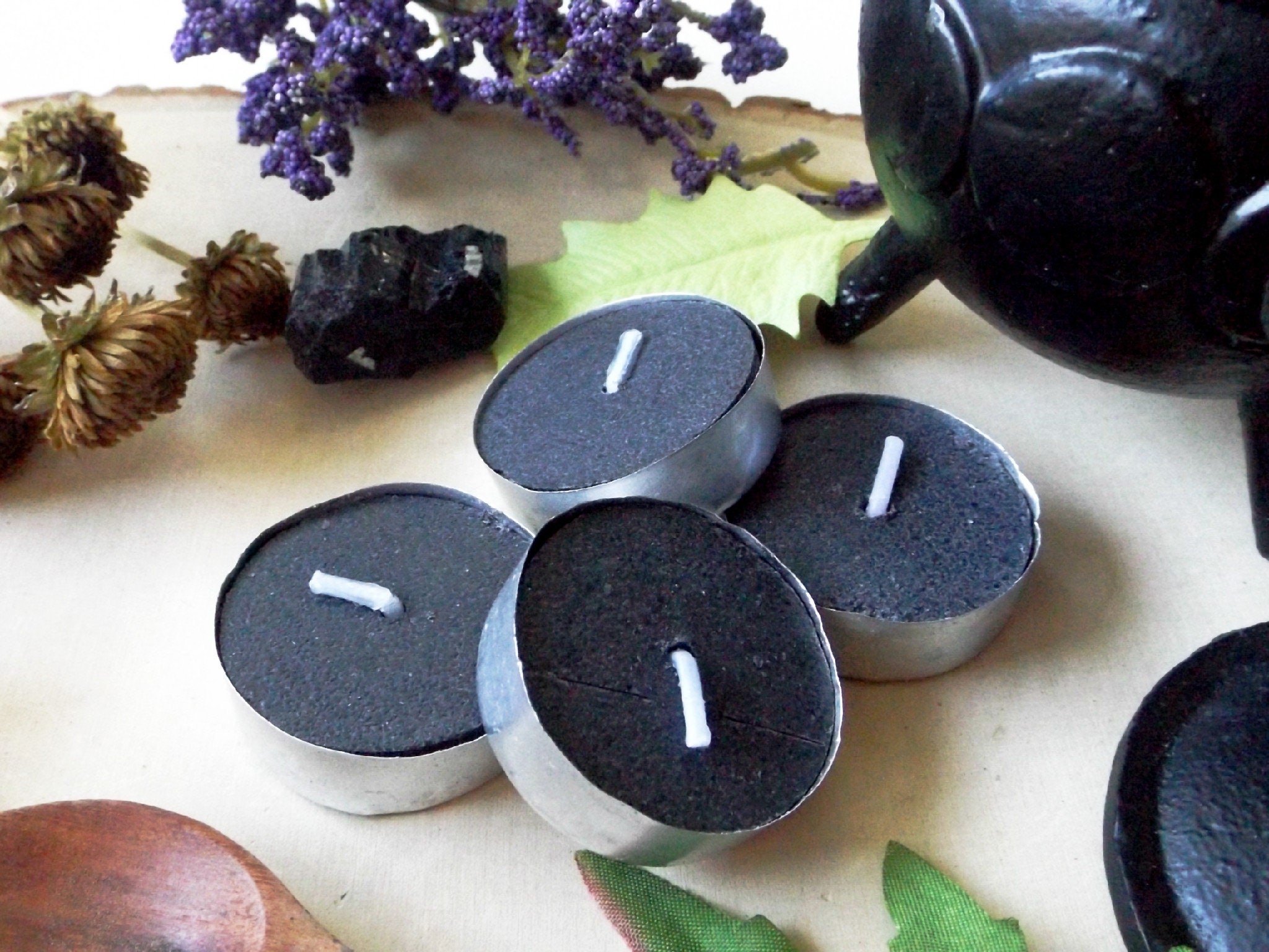 Unscented Black Tea Lights 6 Pack Ritual Candle Altar - Etsy
