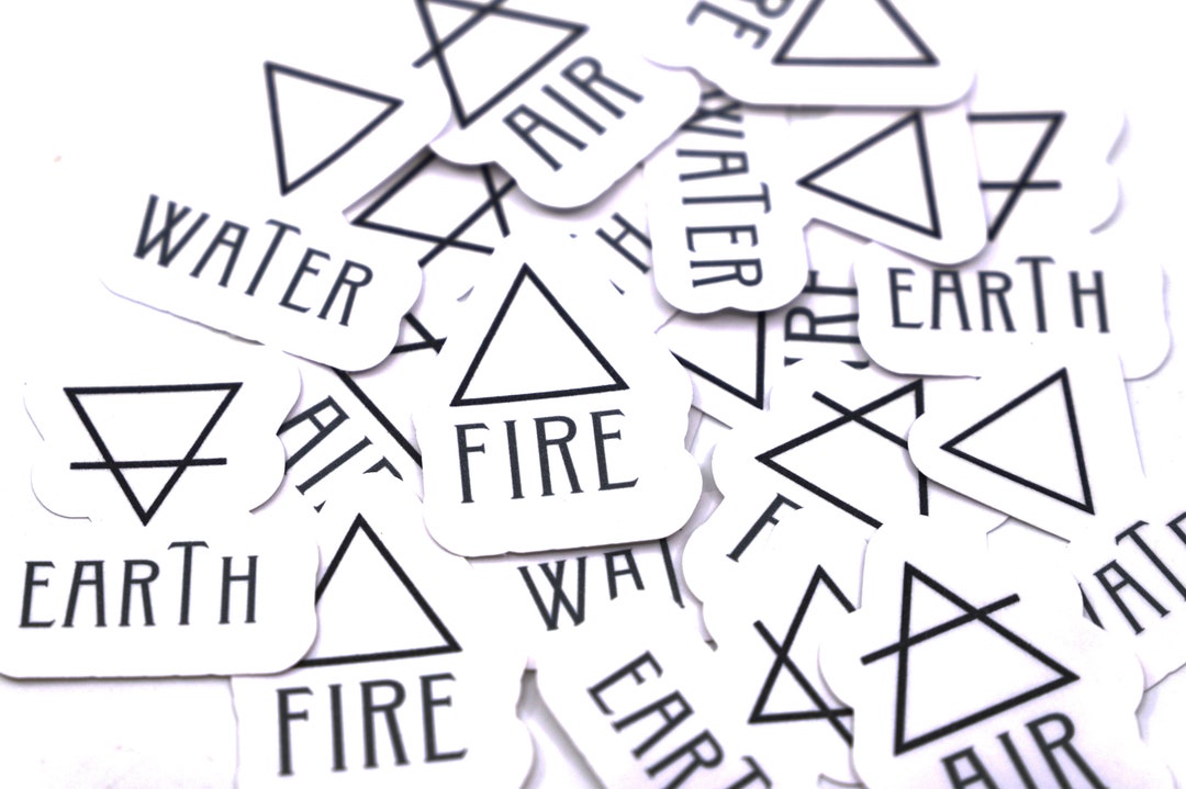 Four Elements Sticker Pack (4pcs), Esoteric, Wiccan, Pagan, Earth, Air, Fire, Water - Etsy