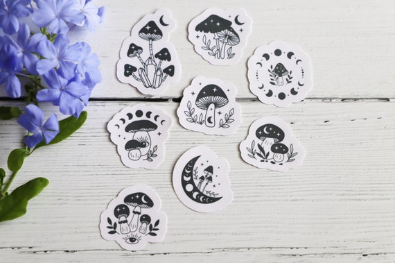 Magic Mushroom Sticker Pack Set 8 Pieces Celestial - Etsy