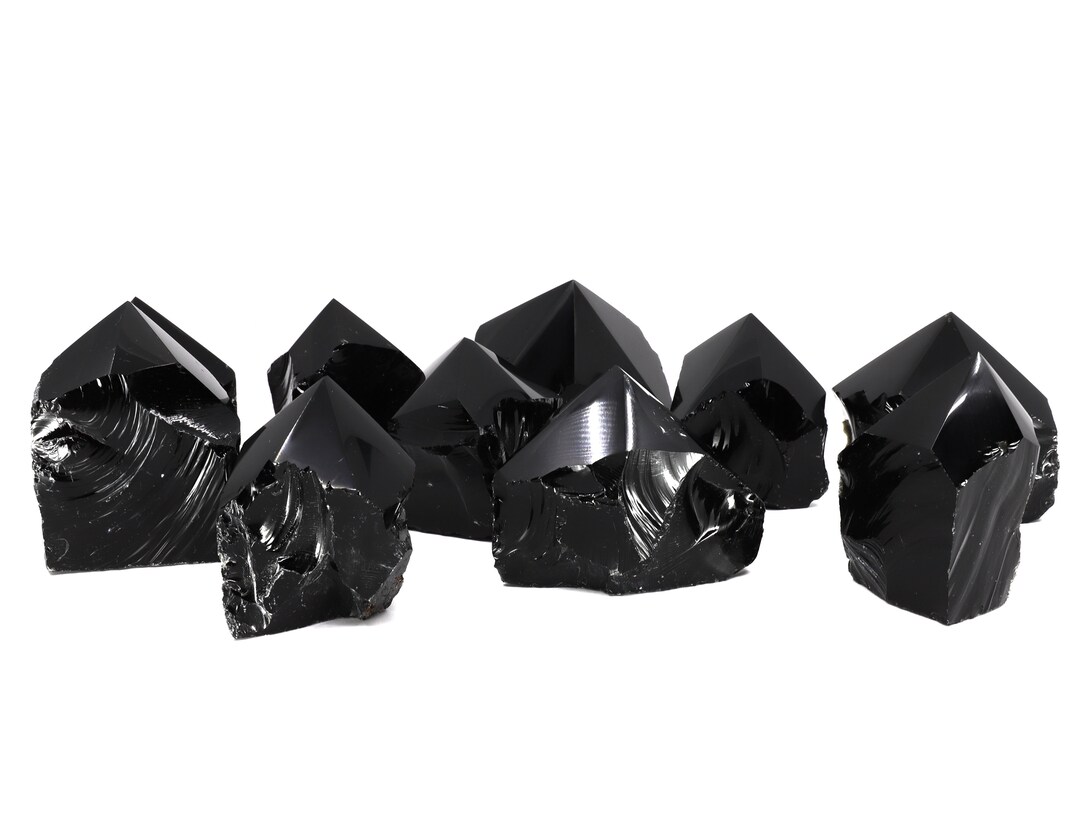 Black Obsidian Point Altar Decor, Crystal Grid, Home Decor, Wiccan ...