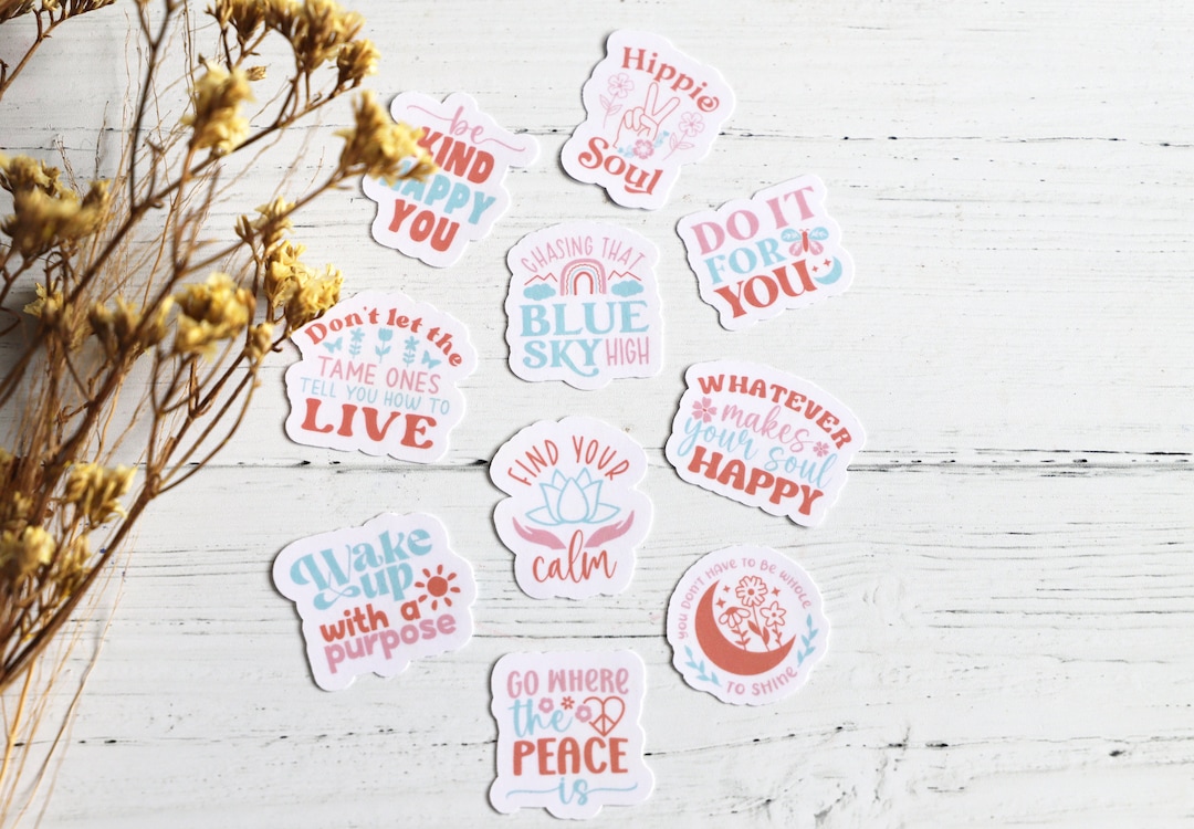 Hippie Soul Sticker Pack (10 Stickers), Boho Sticker Set, Hippie ...