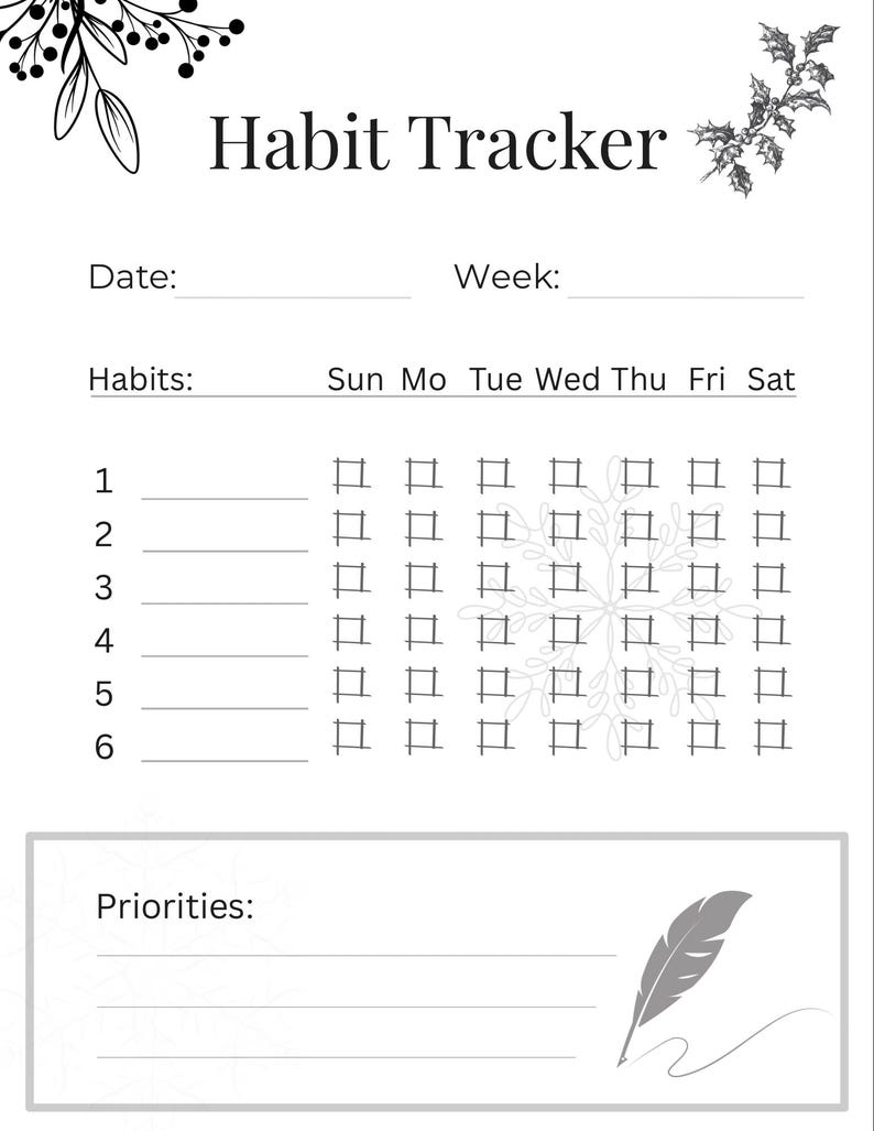 Printable Habit Tracker / Minimalist Workout Planner / Weekly Habit ...