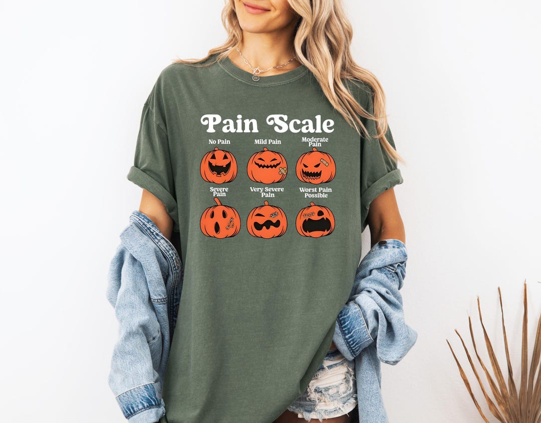 Pain Scale Pumpkin Shirt, Spooky Pain Chart Tee, Fall Nurse Shirt ...