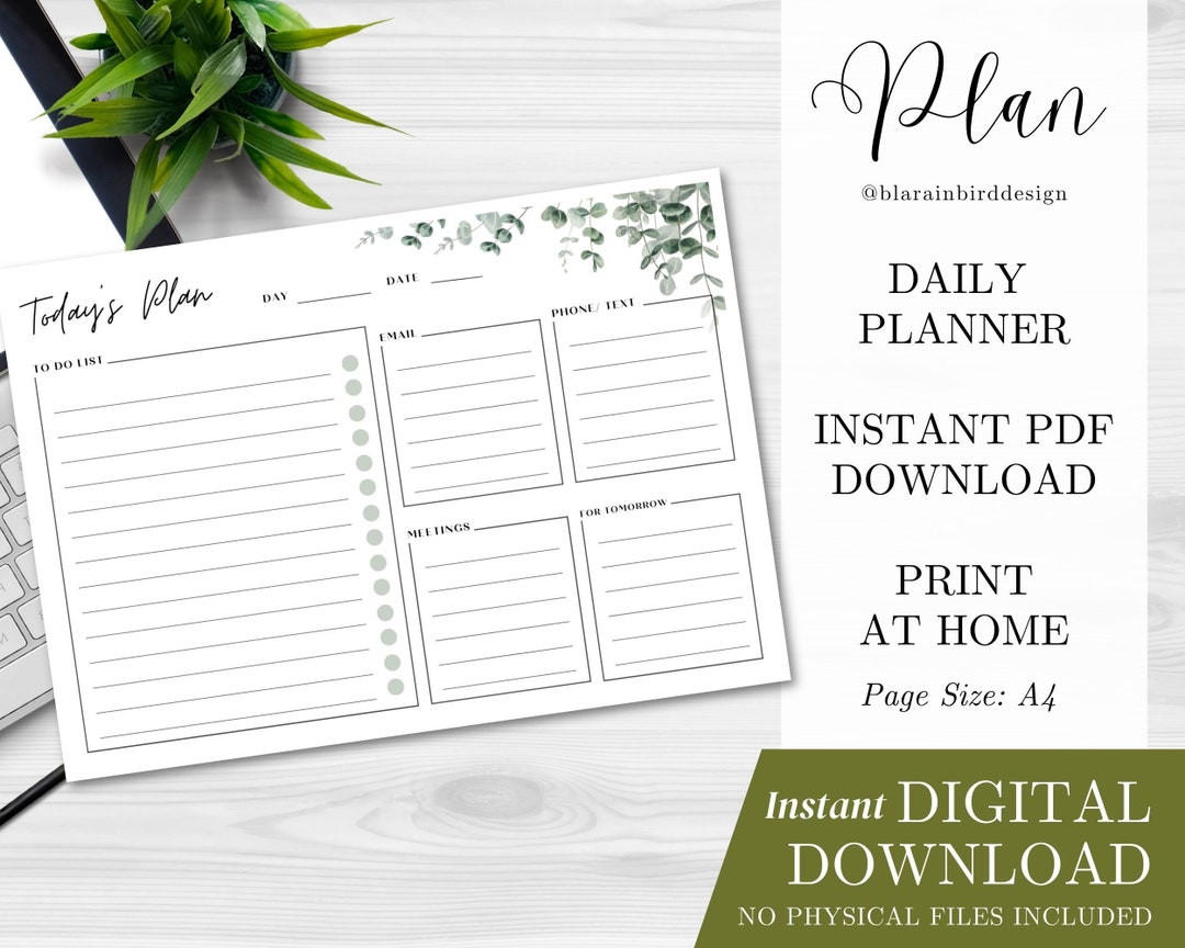 Daily Planner Printable A4 Schedule for Work and Home Organisation ...