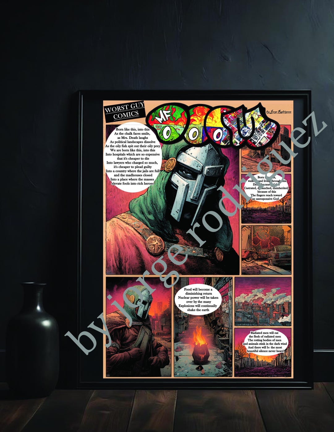 MF DOOM Comic Art Print: Signed Framed Artwork (16x20) - Etsy
